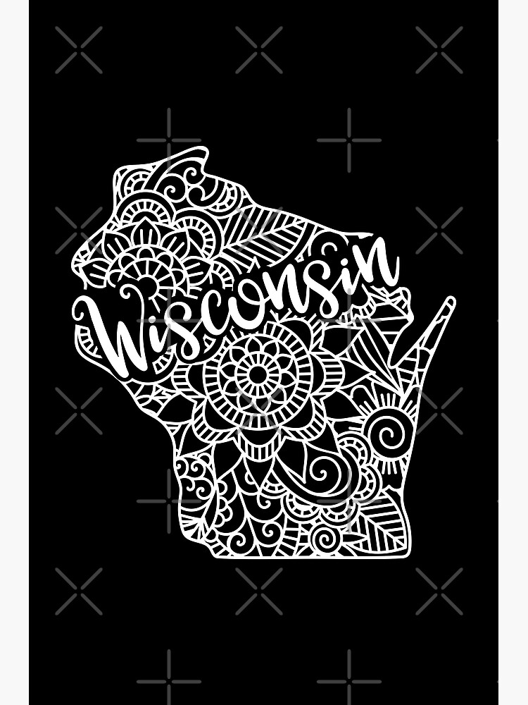 "Wisconsin Black And White Map" Poster for Sale by OutcastBrain | Redbubble