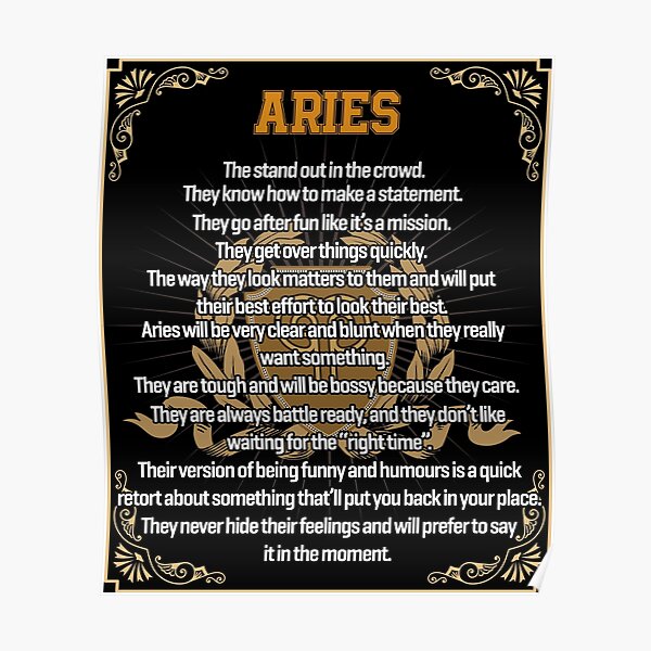 "Aries Facts Zodiac Sign Awesome" Poster for Sale by hoangtrongkhiem ...