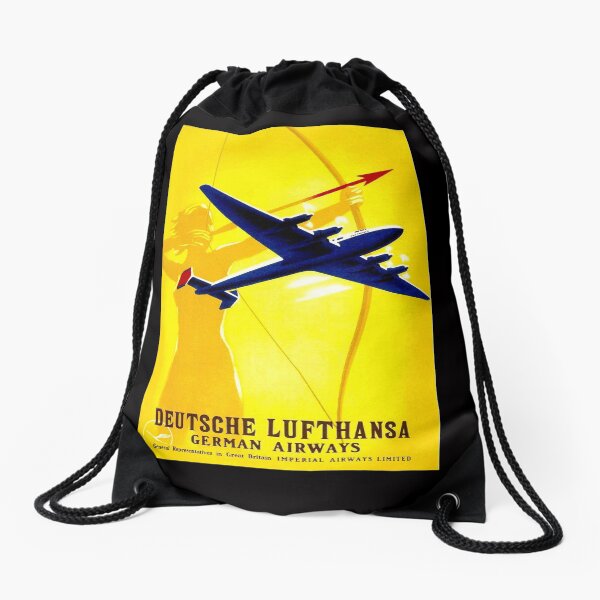 "DEUTSCHE LUFTHANSA; German Airway Advertising Print" Drawstring Bag ...