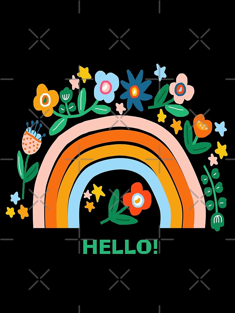 "Hello Rainbow with Cute Little Stars and Flowers" Poster for Sale by ...