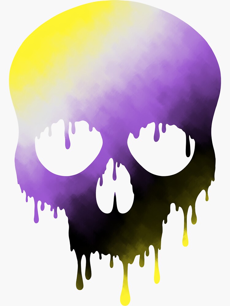 "LGBTQ Pride Paint Drip Skull Non Binary" Sticker for Sale by ...