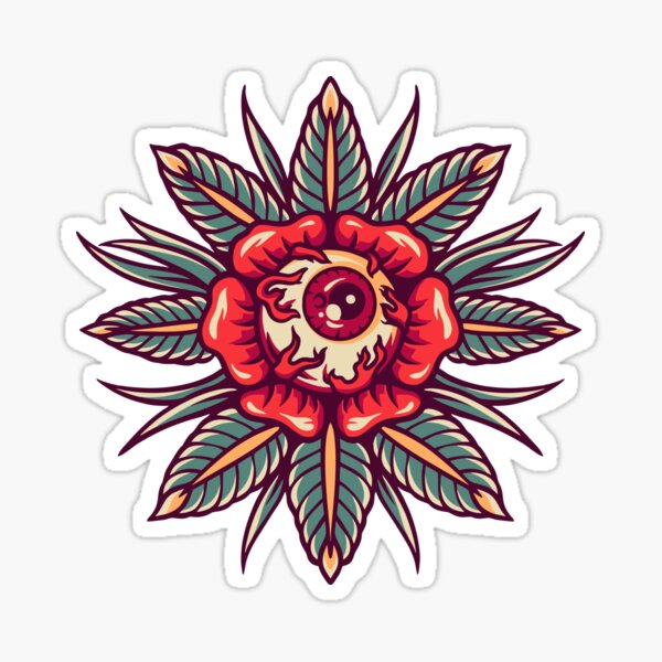 "Eye Flowers Retro Illustration" Sticker for Sale by sabdatinta | Redbubble