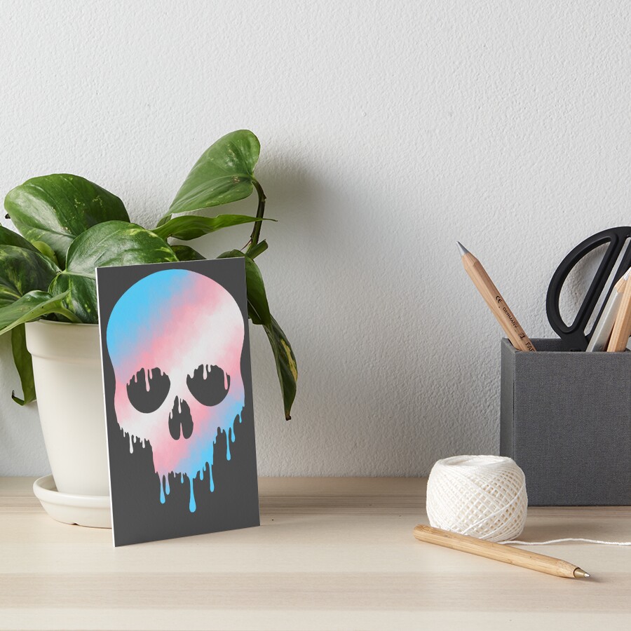 "LGBTQ Pride Paint Drip Skull Trans / Transgender" Art Board Print for ...