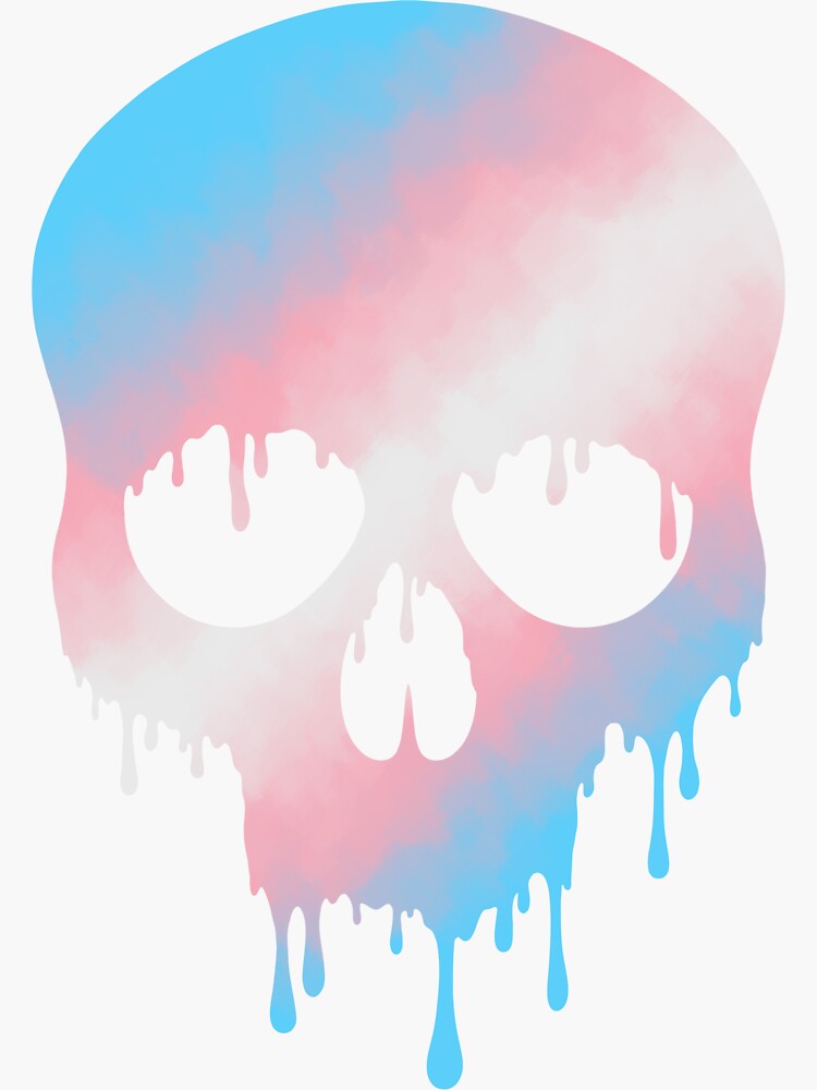 "LGBTQ Pride Paint Drip Skull Trans / Transgender" Sticker for Sale by ...