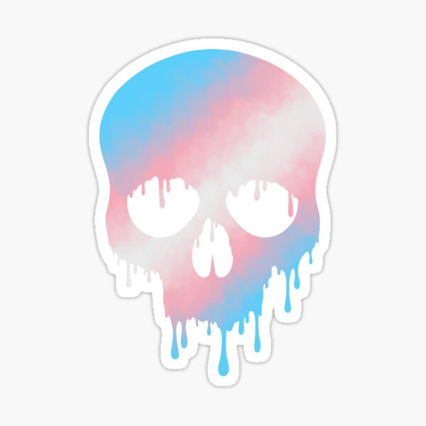 "LGBTQ Pride Paint Drip Skull Trans / Transgender" Sticker for Sale by ...