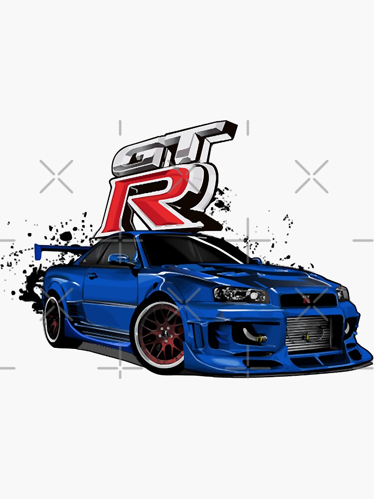"NISSAN GT-R R34" Sticker for Sale by SSpragueThunder | Redbubble