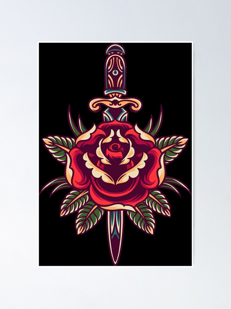"Rose And Knife Retro Illustration" Poster for Sale by sabdatinta ...