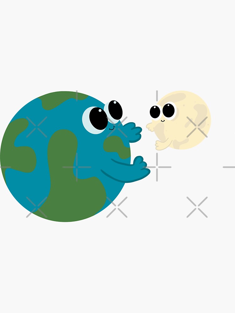 "Earth and Moon Hug" Sticker for Sale by SammieDoodleDo | Redbubble
