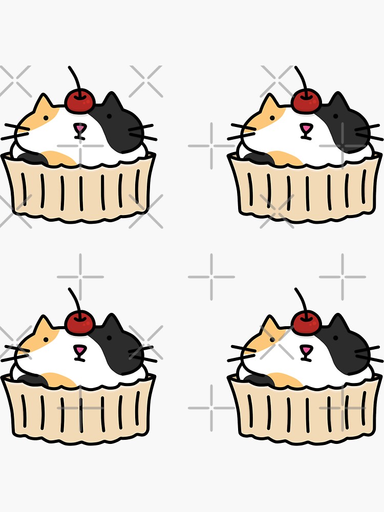 "Calico Cat Cupcake | Derpy Kitty Dessert Lover | Cute" Sticker for ...