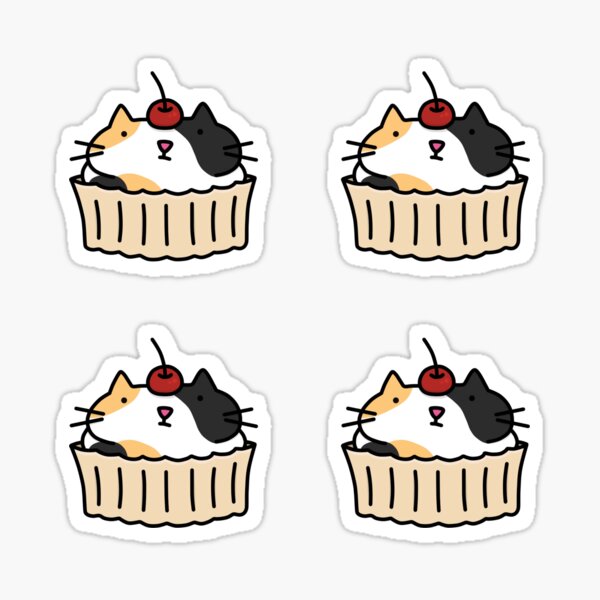 "Calico Cat Cupcake | Derpy Kitty Dessert Lover | Cute" Sticker for ...
