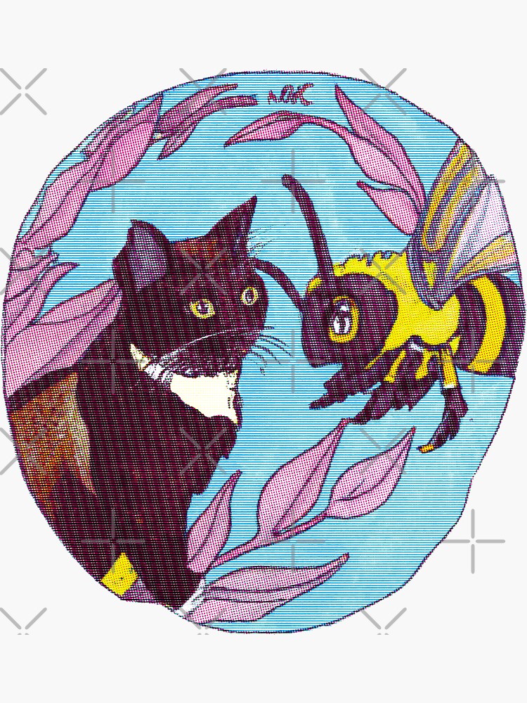 "cat bee" Sticker for Sale by doopsmaster | Redbubble