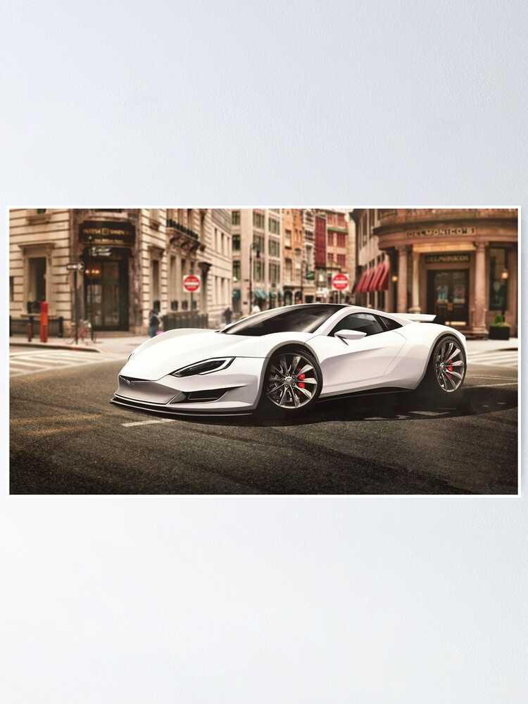 "Tesla Roadster White futuristic" Poster for Sale by TeslaDaily | Redbubble