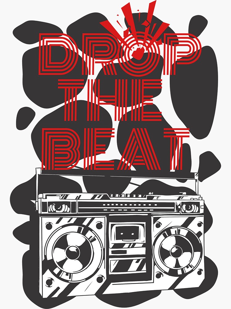 "Drop The Beat, Boom Box Hip Hop Art" Sticker for Sale by Memetic-Agent ...