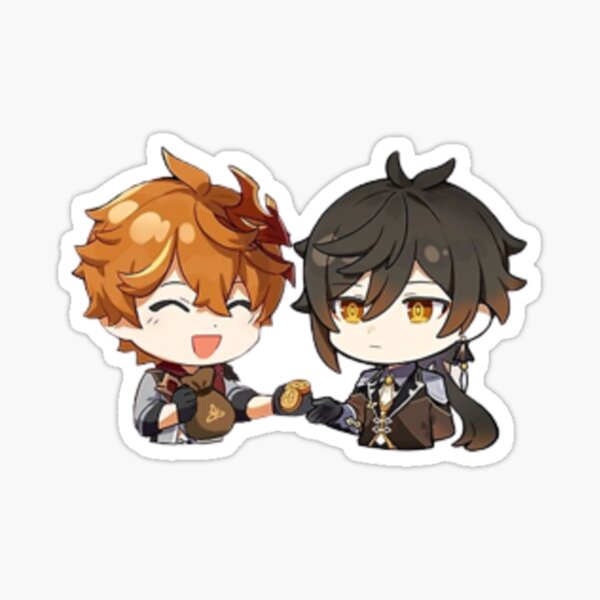 "Chibi Childe & Zhongli - Genshin Impact" Sticker for Sale by ...