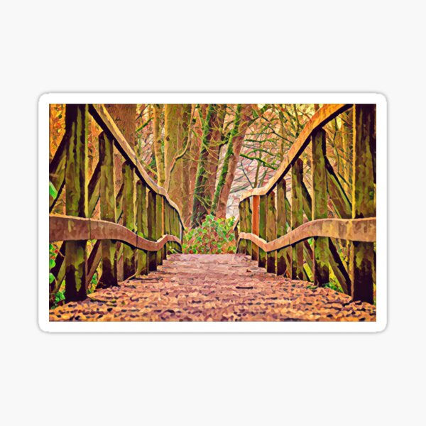 "Bridge In The Woods" Sticker for Sale by Inyeneart | Redbubble