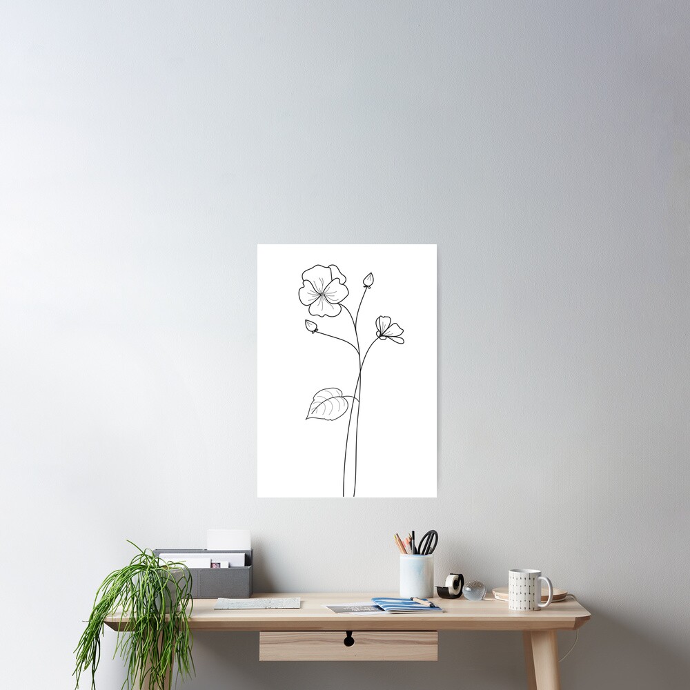 "Violet flower fine line art" Poster for Sale by Lorena-designs | Redbubble