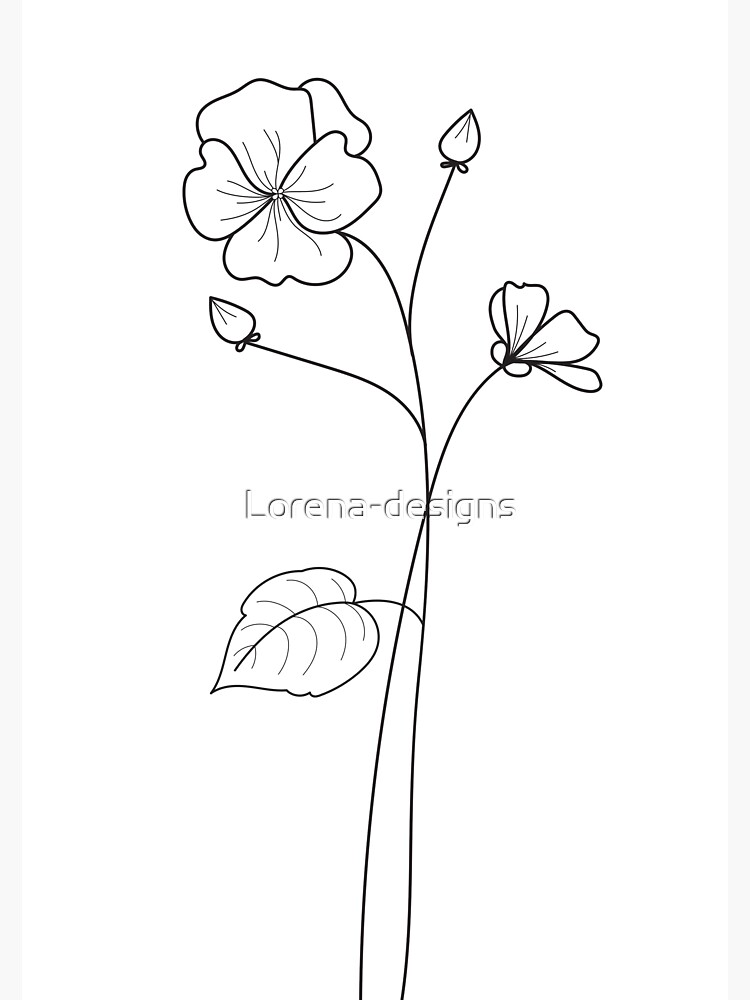 "Violet flower fine line art" Sticker for Sale by Lorena-designs ...