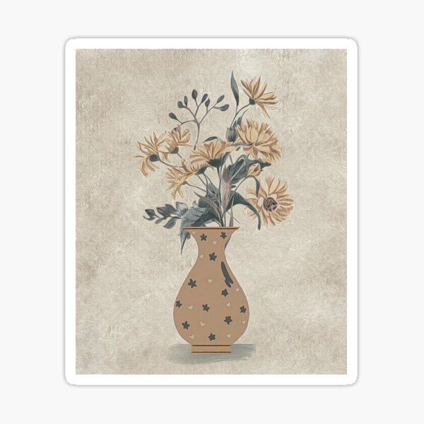 "Vintage Painted Flowers in Vase" Sticker for Sale by HappyLifeCreate ...