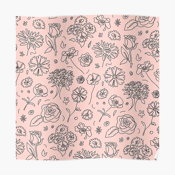 "Floral Minimal Line Art Light Pink" Poster for Sale by Jelisandie ...