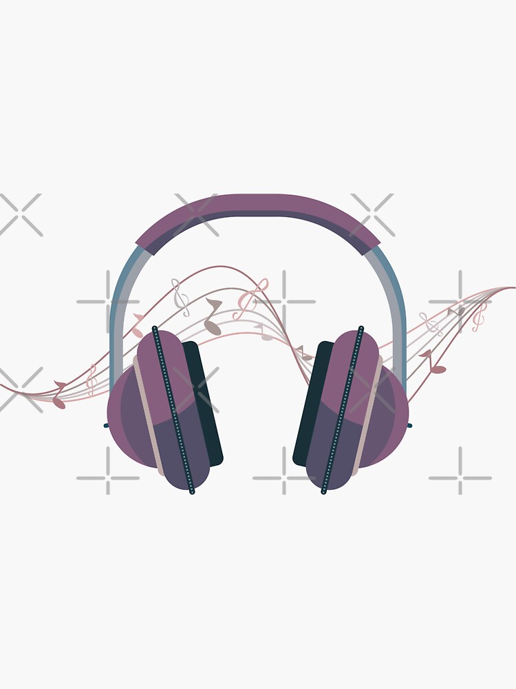 "Headphones and Music Notes" Sticker for Sale by HappyLifeCreate ...