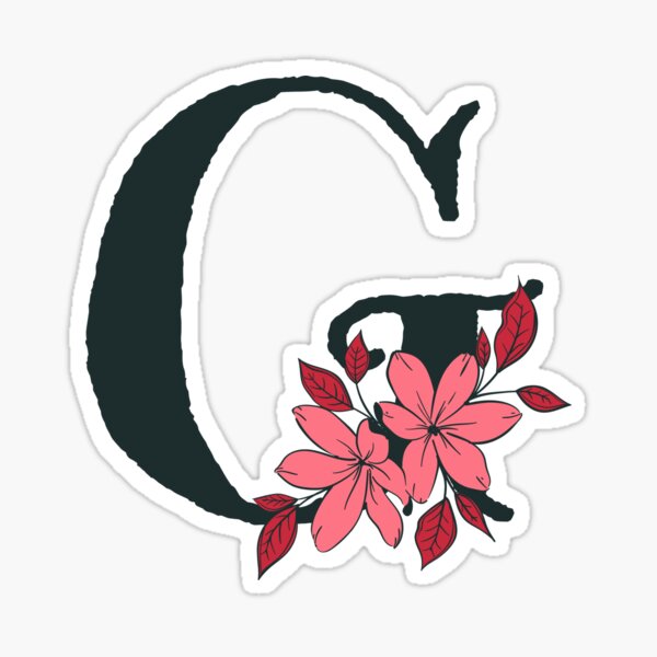 "Pink floral G monogram" Sticker for Sale by anitastrifler | Redbubble
