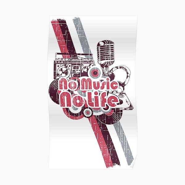 "No Music No Life Retro Vibes" Poster for Sale by Memetic-Agent | Redbubble
