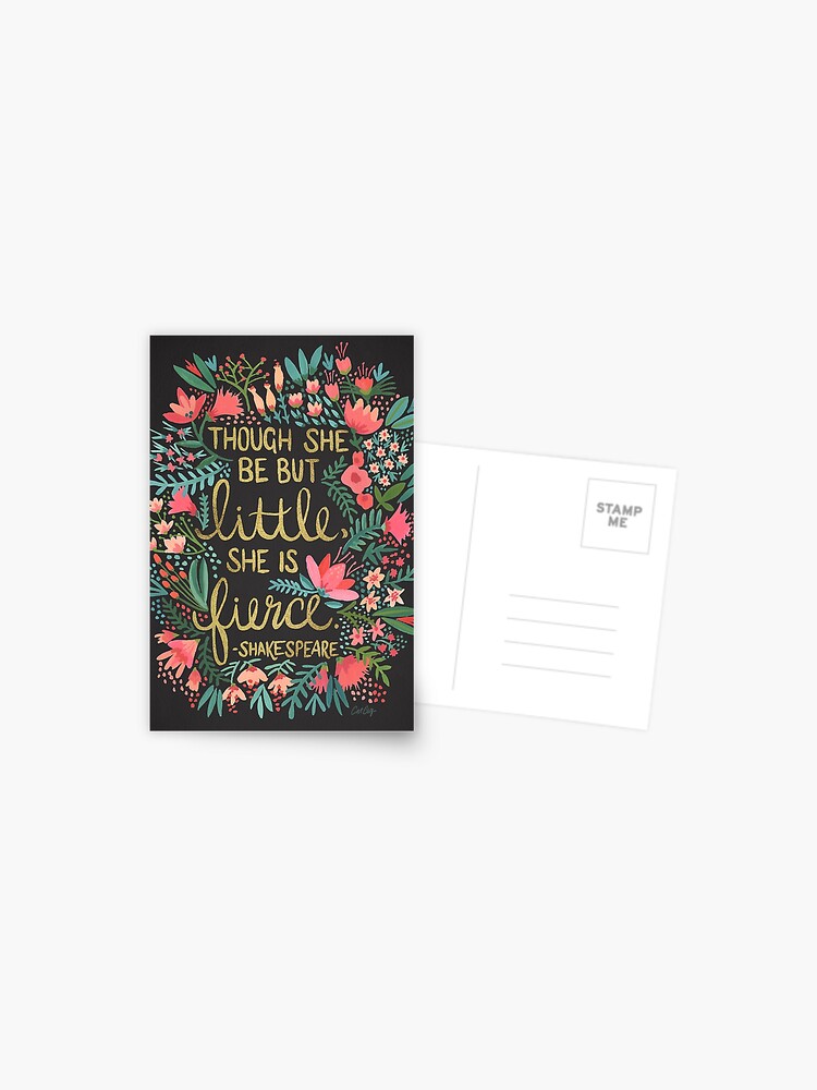 "Little & Fierce on Charcoal" Postcard for Sale by Cat Coquillette ...