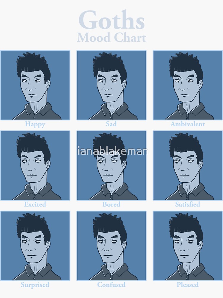 "Goth Mood Chart" Sticker for Sale by ianablakeman | Redbubble