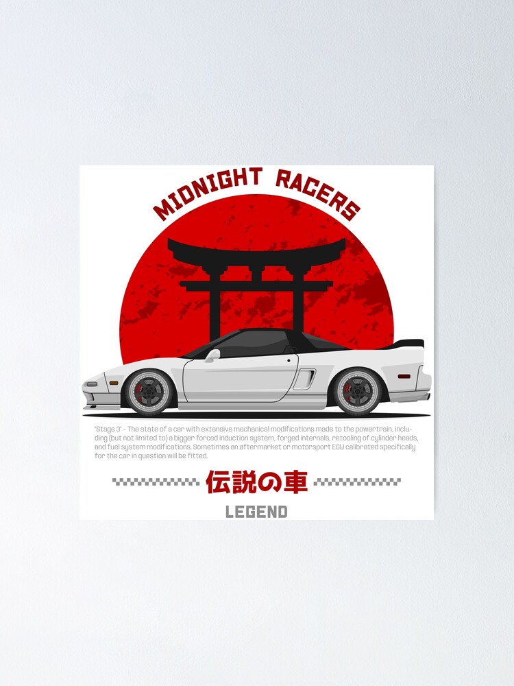 "Midnight Racer White NS X JDM" Poster for Sale by goldentuners | Redbubble