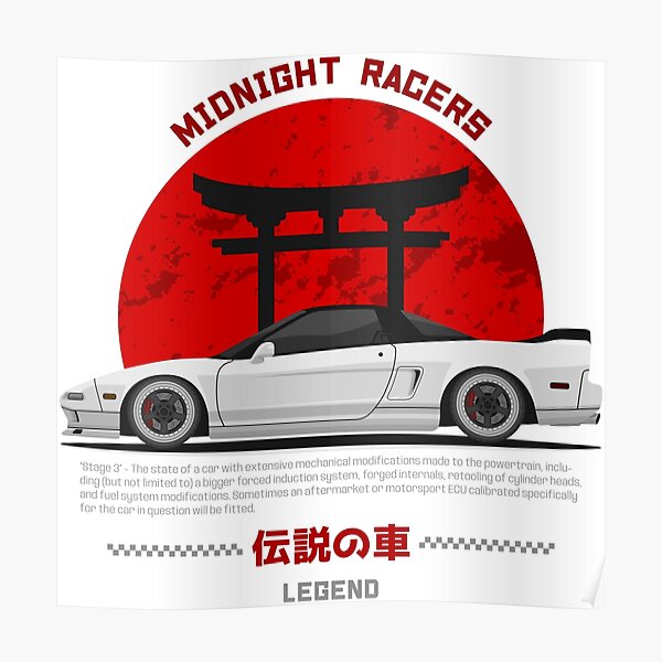 "Midnight Racer White NS X JDM" Poster for Sale by goldentuners | Redbubble