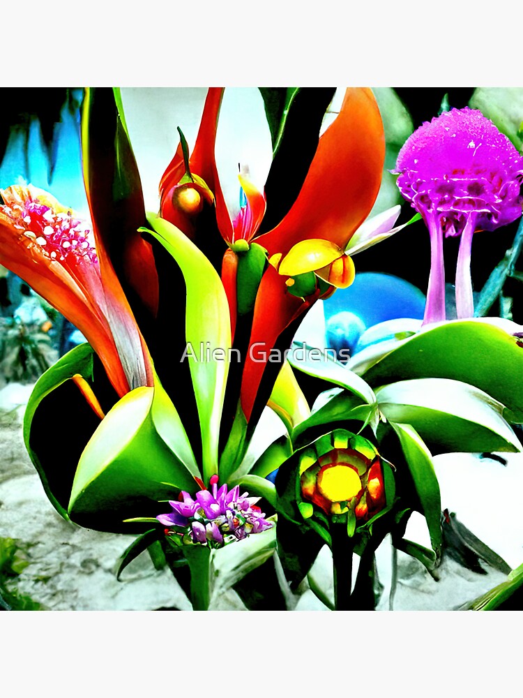 "Alien Garden Flowers - Exotic Flowers #1" Sticker for Sale by edisondl ...