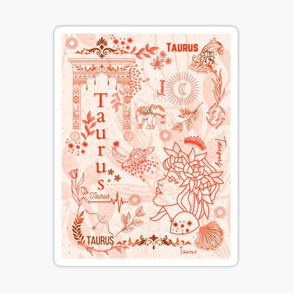 "Taurus Orange Zodiac Horoscope Design" Sticker for Sale by ...