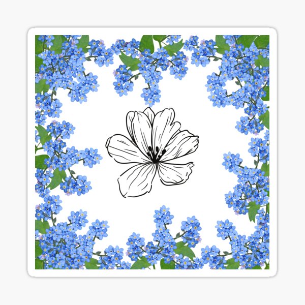 "Blue Flower Border Design" Sticker for Sale by huardcompany | Redbubble