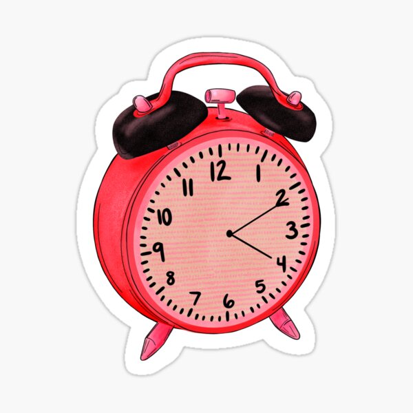 "Pink Analog Clock" Sticker for Sale by gabbygirldraws | Redbubble