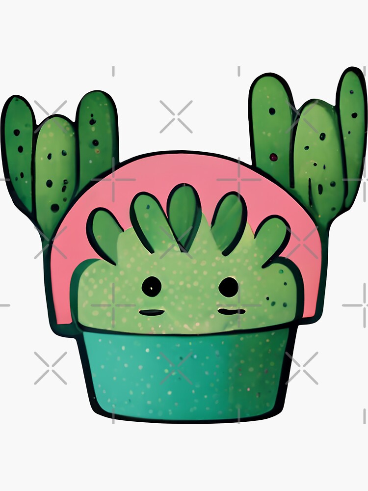 "Cute succulent cactus plant" Sticker for Sale by qmedda | Redbubble