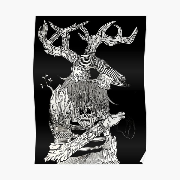 "Black and White Wendigo Forest Cryptid" Poster for Sale by ...