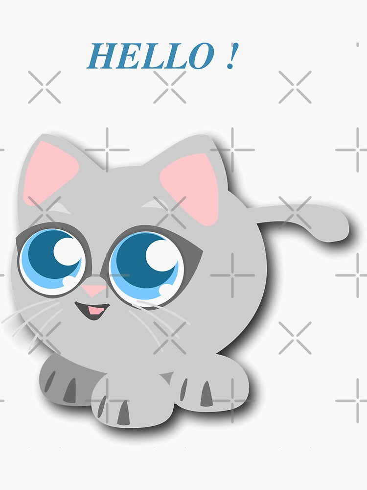 "Cute cat, Hello!" Sticker for Sale by amourak | Redbubble