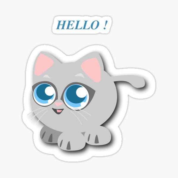 "Cute cat, Hello!" Sticker for Sale by amourak | Redbubble