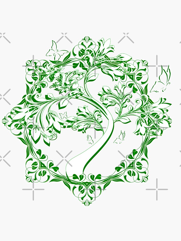"Fancy tree art of green" Sticker for Sale by Chill93 | Redbubble