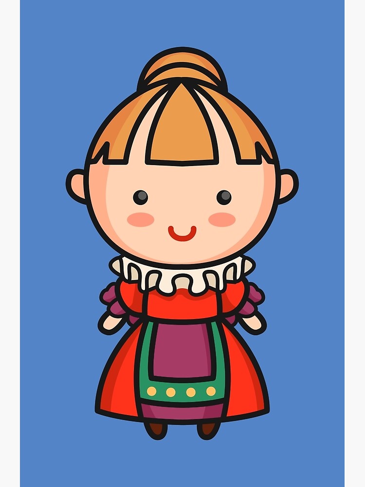 "Kawaii Cute Elizabethan Era English Girl Cartoon" Photographic Print ...