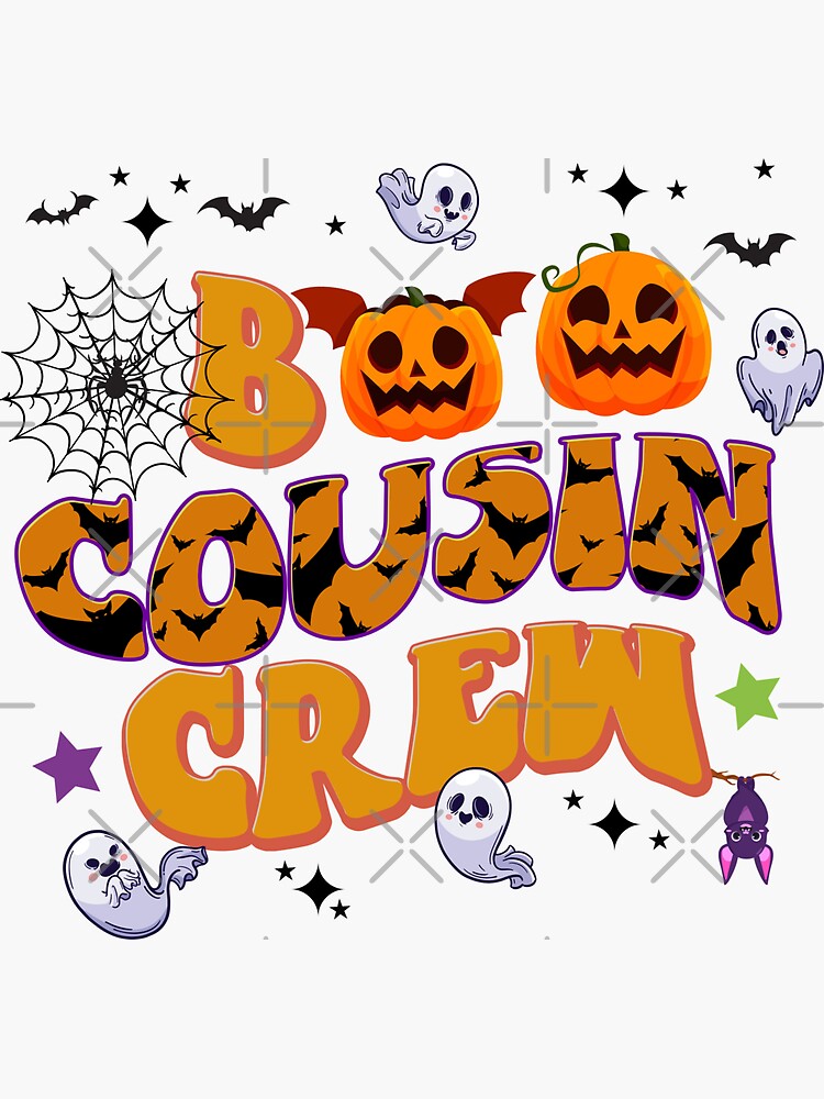 "Boo Halloween Cousin Crew Group Matching Pumpkin Ghost" Sticker for ...