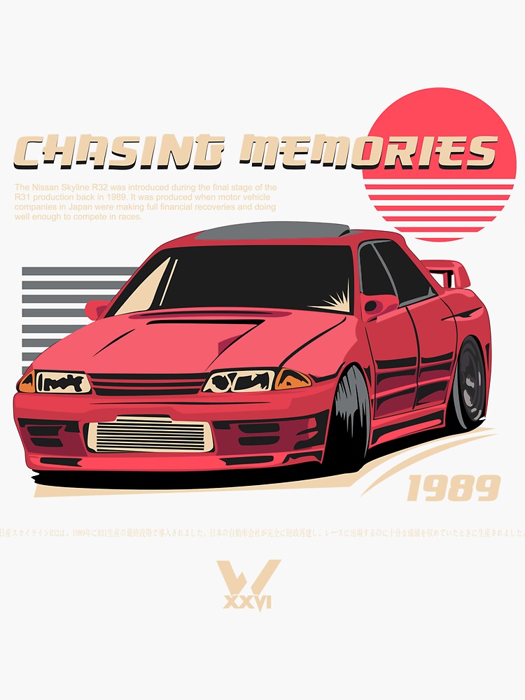"gtr r32" Sticker for Sale by Walid26art | Redbubble