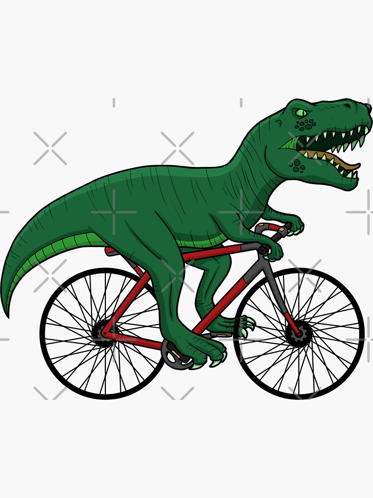 "T Rex Dinosaur Riding a Bicycle" Sticker for Sale by EstelleStar ...