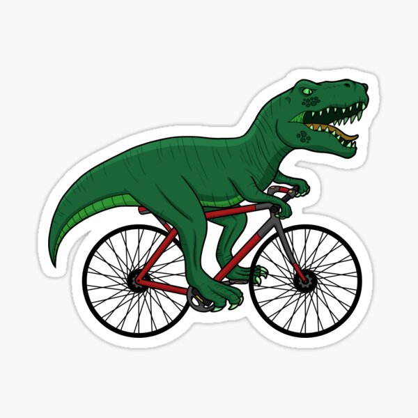 "T Rex Dinosaur Riding a Bicycle" Sticker for Sale by EstelleStar ...