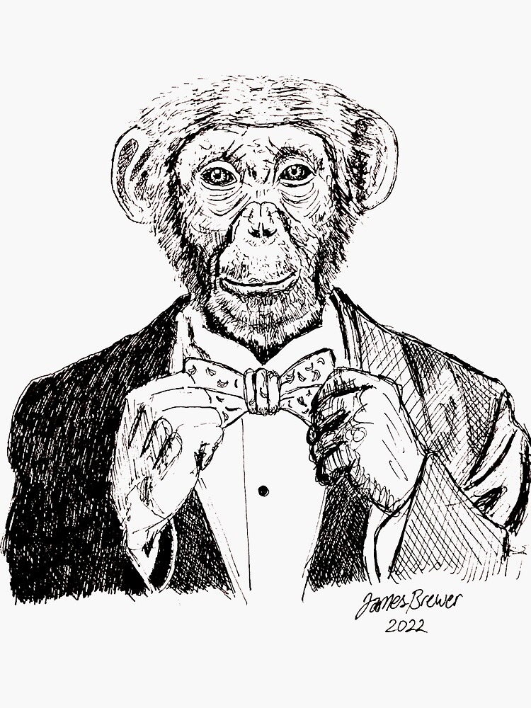 "Monkey Butler" Sticker for Sale by SketchPrimitive | Redbubble