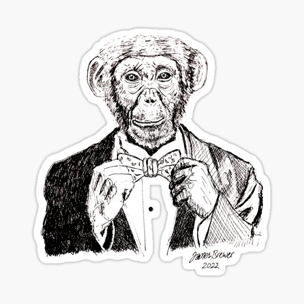 "Monkey Butler" Sticker for Sale by SketchPrimitive | Redbubble