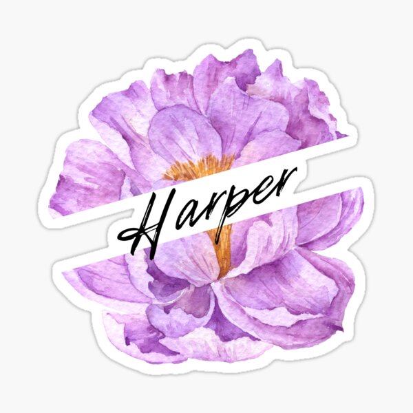 "Harper personalized name in purple flower for birthday gift" Sticker ...
