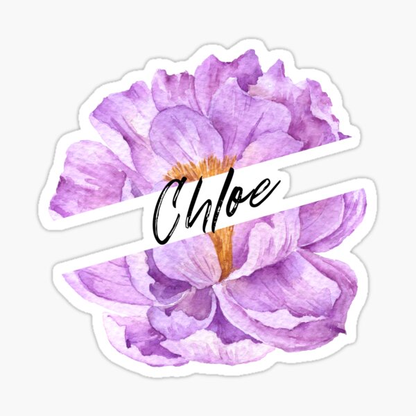 "Chloe personalized name in purple flower for birthday gift" Sticker ...