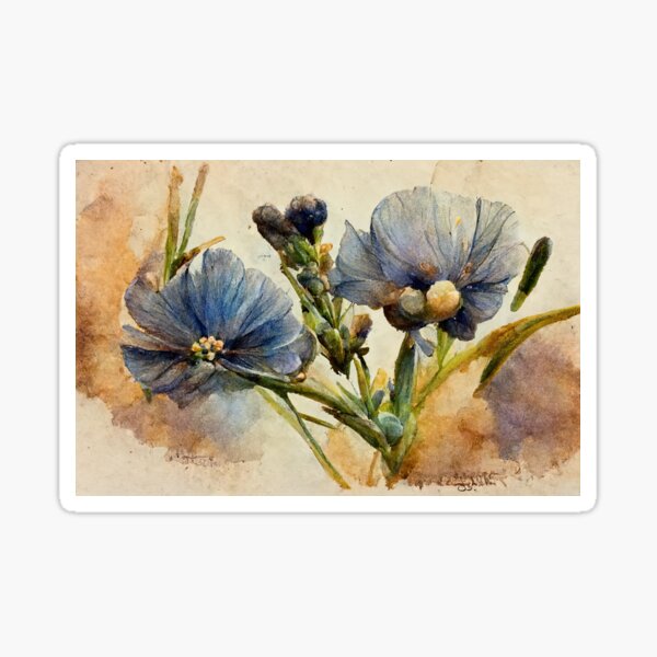 "Vintage Watercolor Blue Flax Flowers" Sticker for Sale by Daland4vfx ...