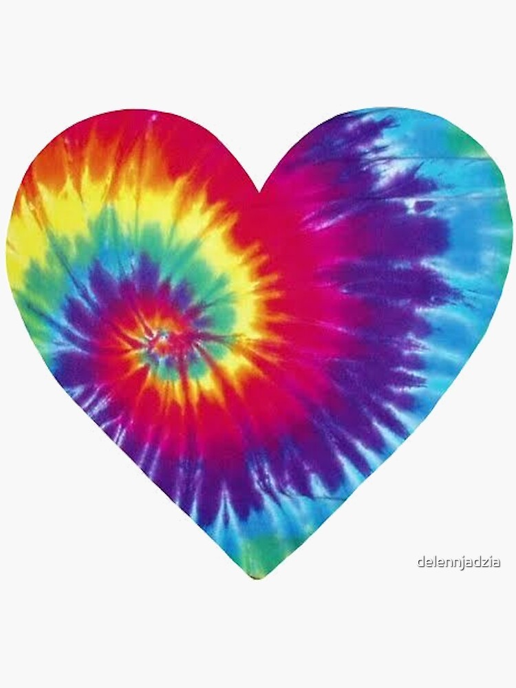 Tie Dye Heart Rainbow Sticker For Sale By Delennjadzia Redbubble